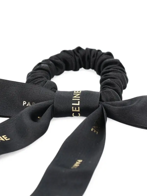 Celine Small Bow Scrunchie With Logo Detail