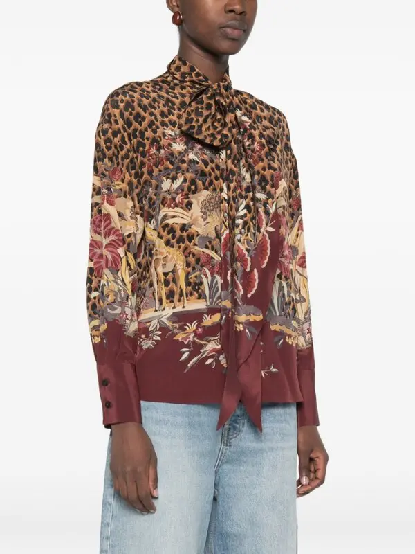 Etro Printed Silk Shirt With Pussy-bow Collar - Multicolor