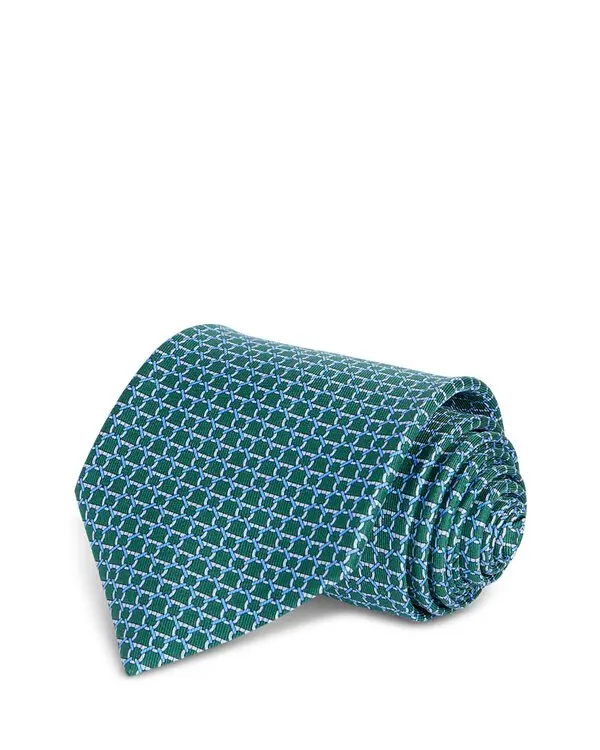 FERRAGAMO Silk Gancini Link Neck Tie - F. Verde