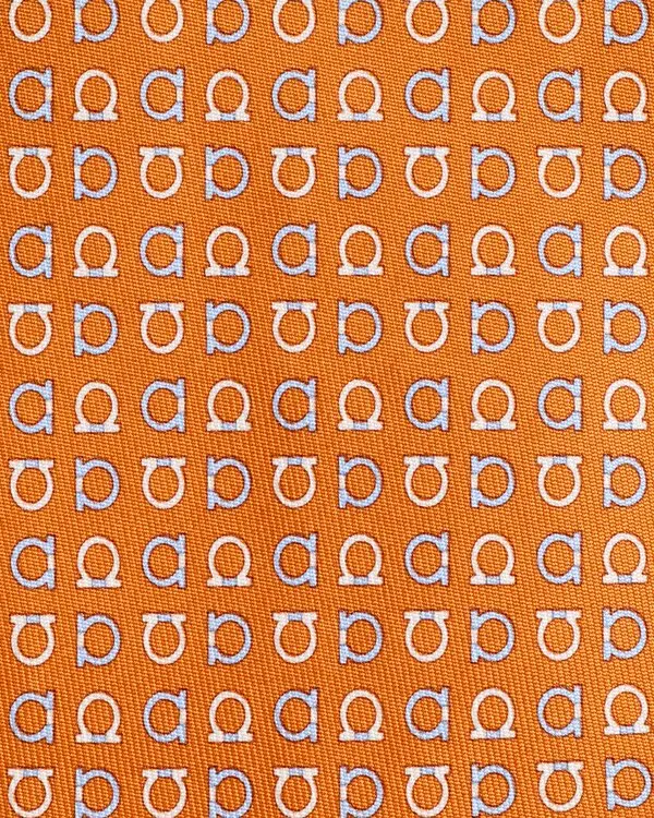 FERRAGAMO Silk Classic Gancini Tie - F. Arancio