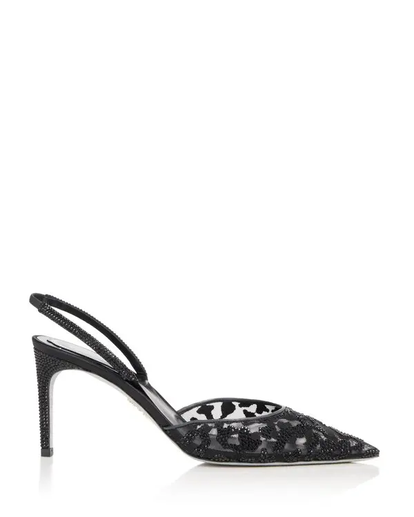 Rene Caovilla Embellished Mesh Slingback Pumps