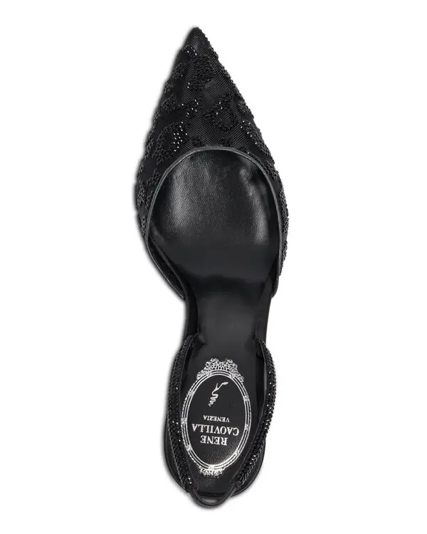 Rene Caovilla Embellished Mesh Slingback Pumps