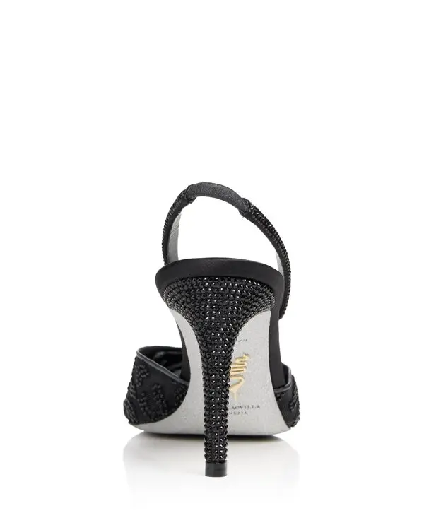 Rene Caovilla Embellished Mesh Slingback Pumps