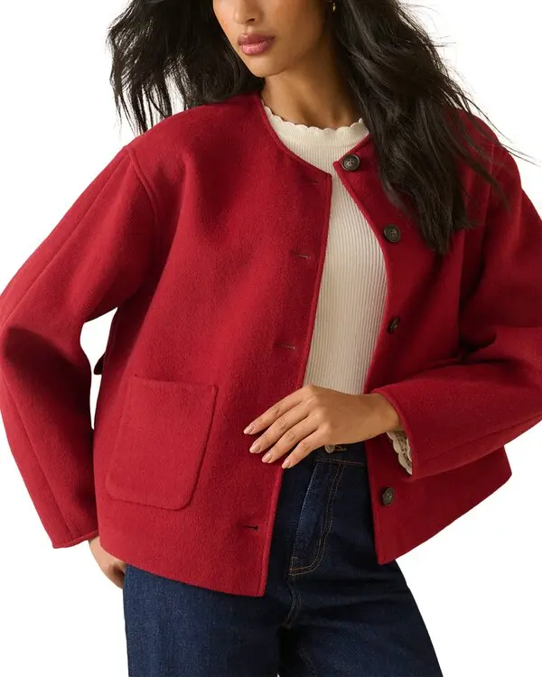 NOBODY'S CHILD Tie Neck Double Faced Jacket