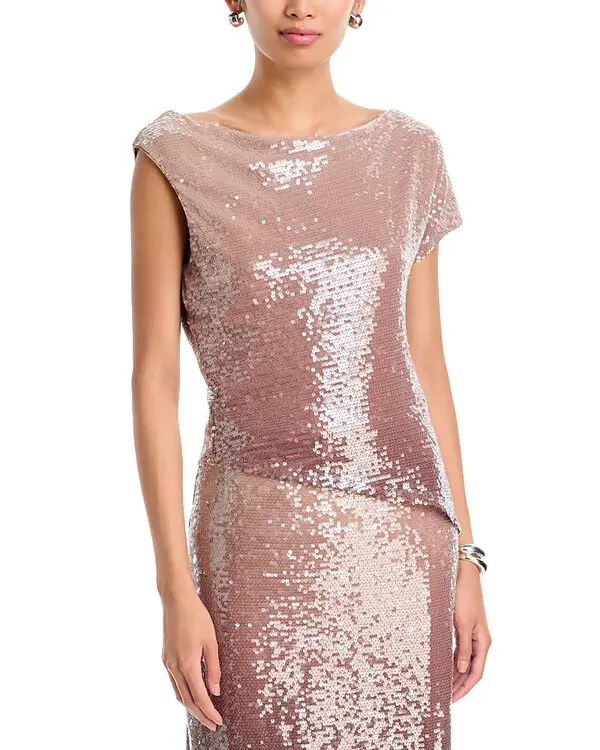 Line & Dot Mirage Embellished Asymmetric Hem Top