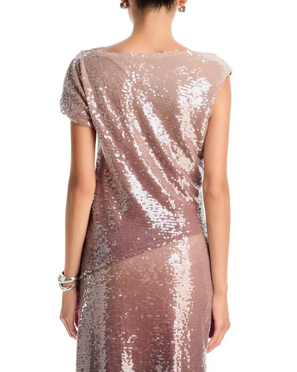 Line & Dot Mirage Embellished Asymmetric Hem Top