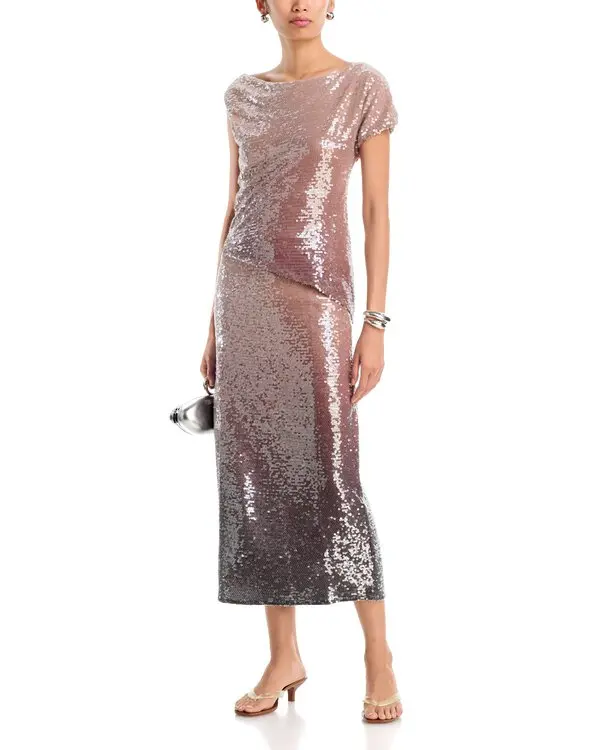 Line & Dot Mirage Embellished Asymmetric Hem Top