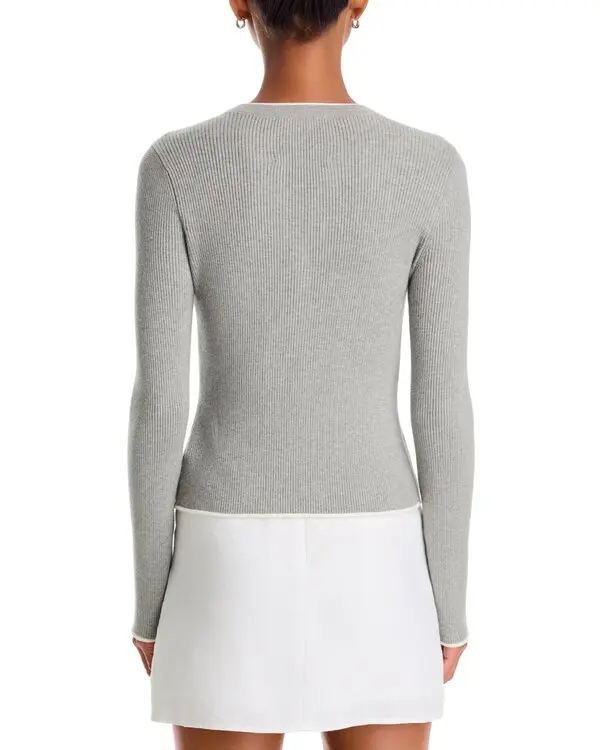 525 America Emmeline Rib Knit Layered Henley Sweater