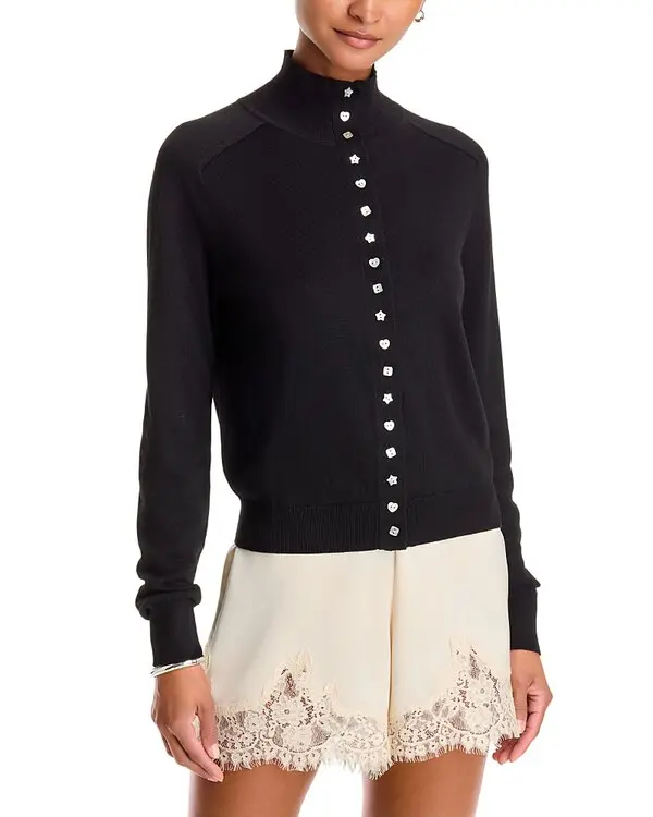 525 America Saddle Shoulder Mock Neck Cardigan Sweater