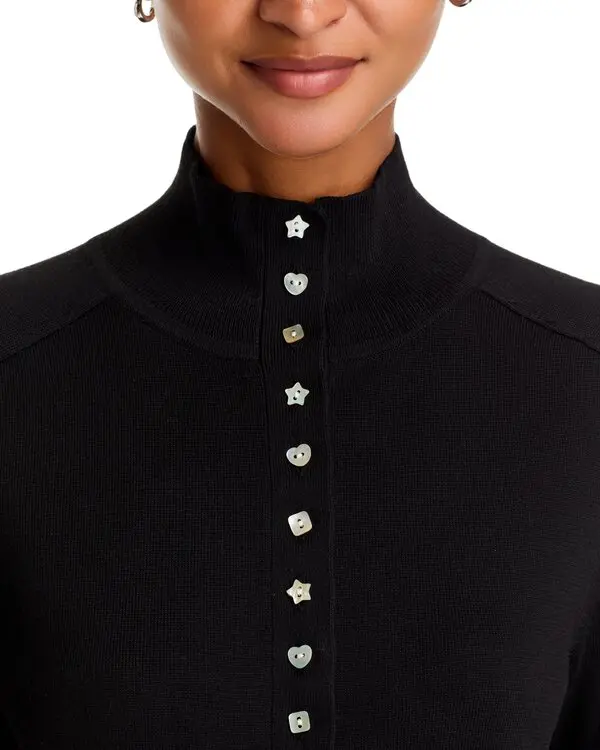 525 America Saddle Shoulder Mock Neck Cardigan Sweater