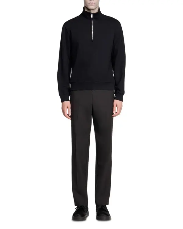 Sandro Stand Collar Boxy Half Zip Sweater - Black