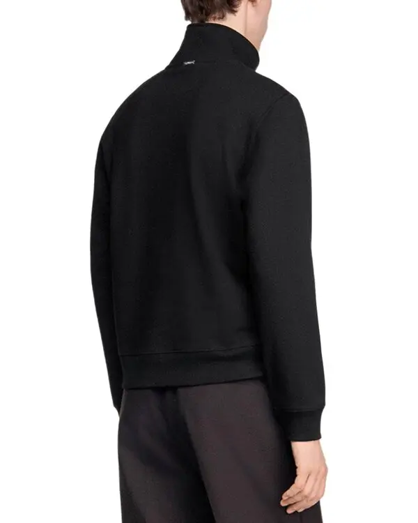 Sandro Stand Collar Boxy Half Zip Sweater - Black