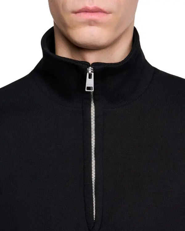 Sandro Stand Collar Boxy Half Zip Sweater - Black
