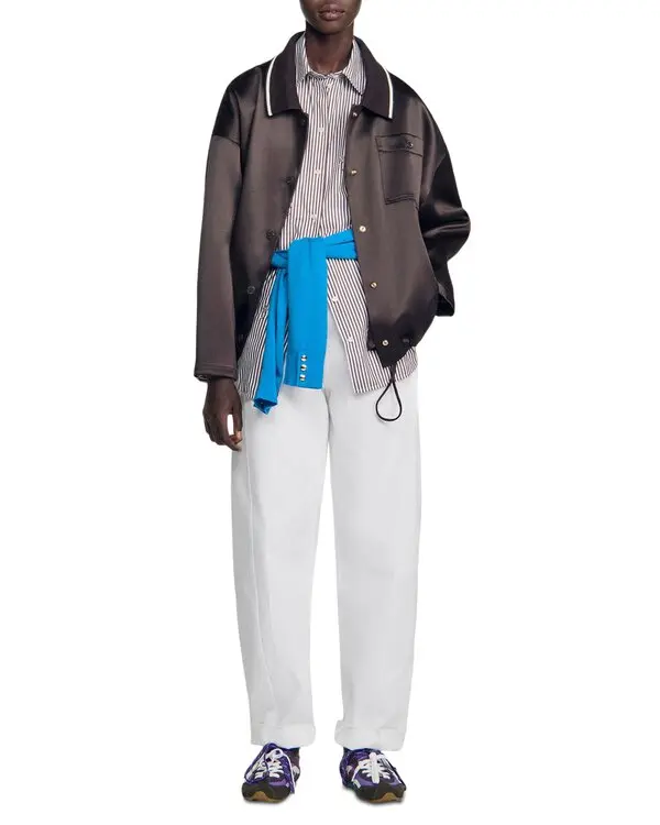 Sandro Quinn Satin Polo Collar Jacket