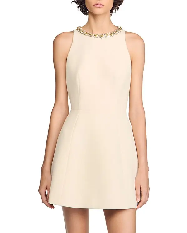 Sandro Embellished Mini Dress - Vanilla