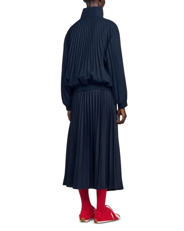 Sandro Indigo Oversized Pleated Jacket