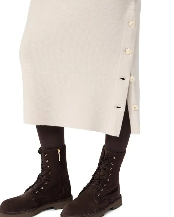 Max Mara Wool Cashmere Button Detailed Midi Skirt