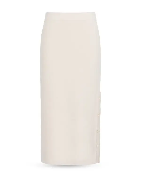 Max Mara Wool Cashmere Button Detailed Midi Skirt