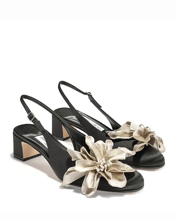 JIMMY CHOO Eyla 45 Slingback Pumps - Black/bone