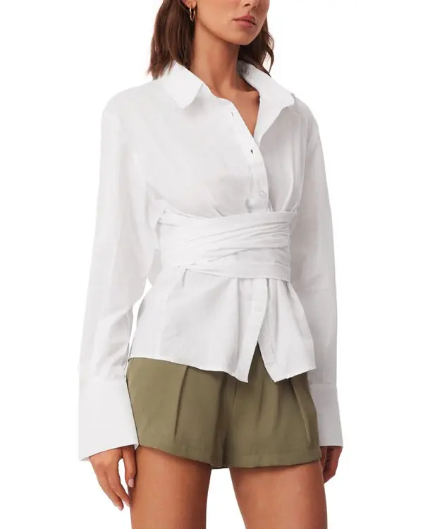 SNDYS. Teigan Cinched Cotton Button Front Shirt