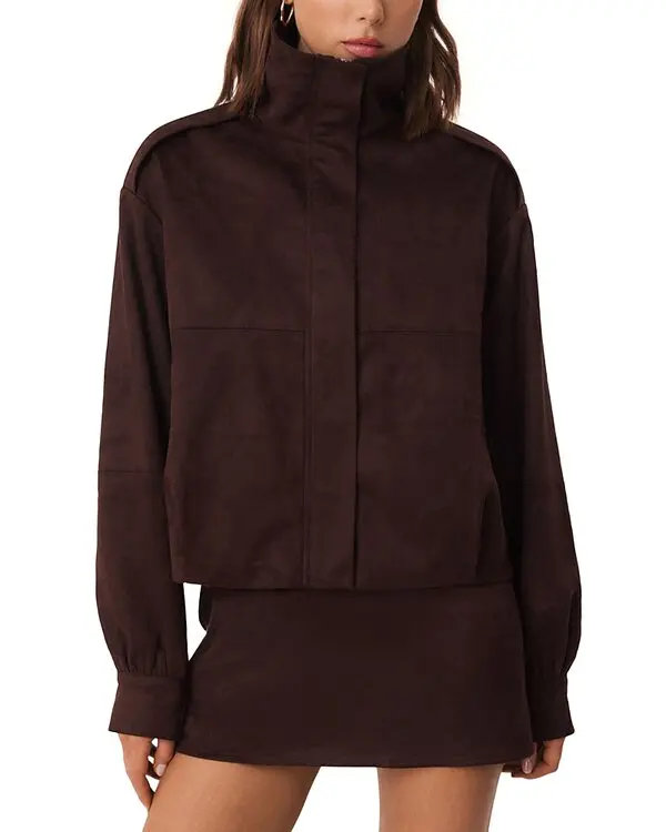 SNDYS. Bryce Faux Suede Zip-up Jacket - Chocolate