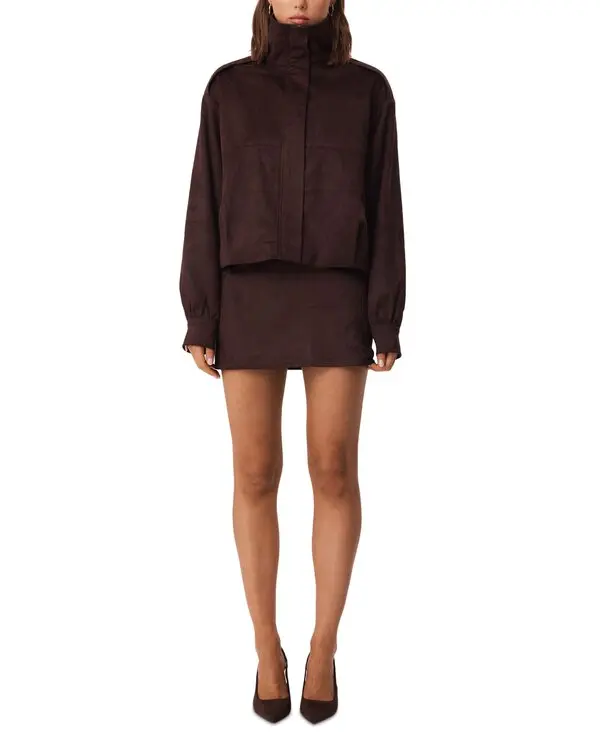 SNDYS. Bryce Faux Suede Zip-up Jacket - Chocolate