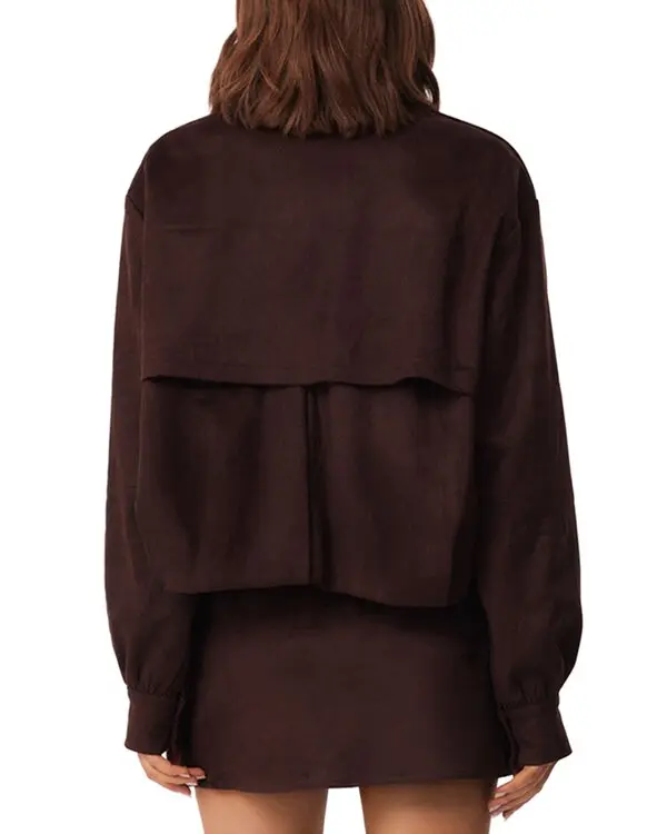 SNDYS. Bryce Faux Suede Zip-up Jacket - Chocolate