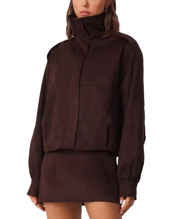 SNDYS. Bryce Faux Suede Zip-up Jacket - Chocolate