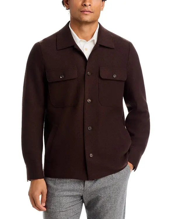 Eleventy Wool Overshirt - Brown