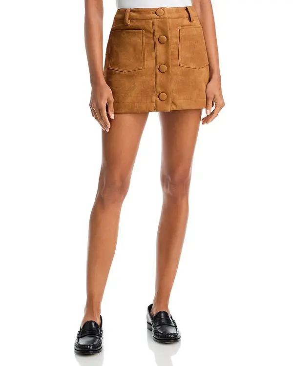 Bardot Lorenzo Croc Embossed Faux Suede Mini Skirt