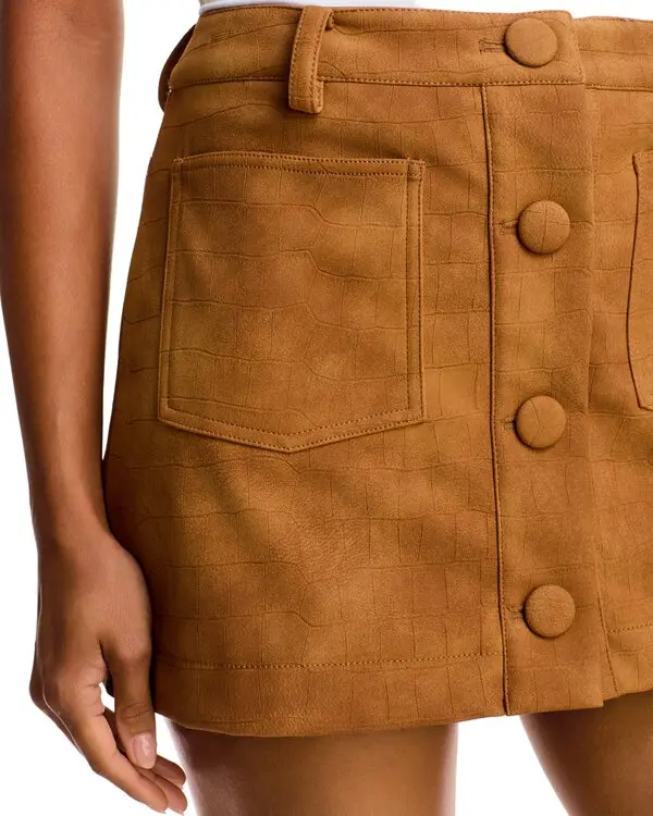 Bardot Lorenzo Croc Embossed Faux Suede Mini Skirt
