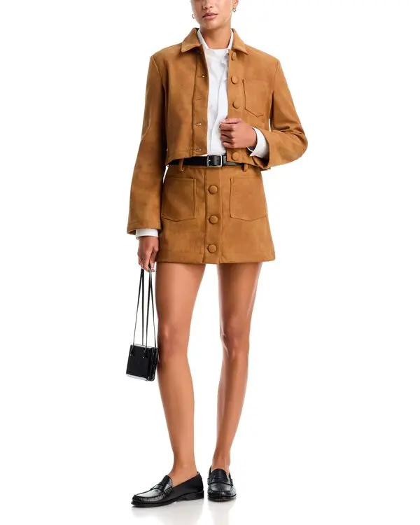 Bardot Lorenzo Croc Embossed Faux Suede Mini Skirt