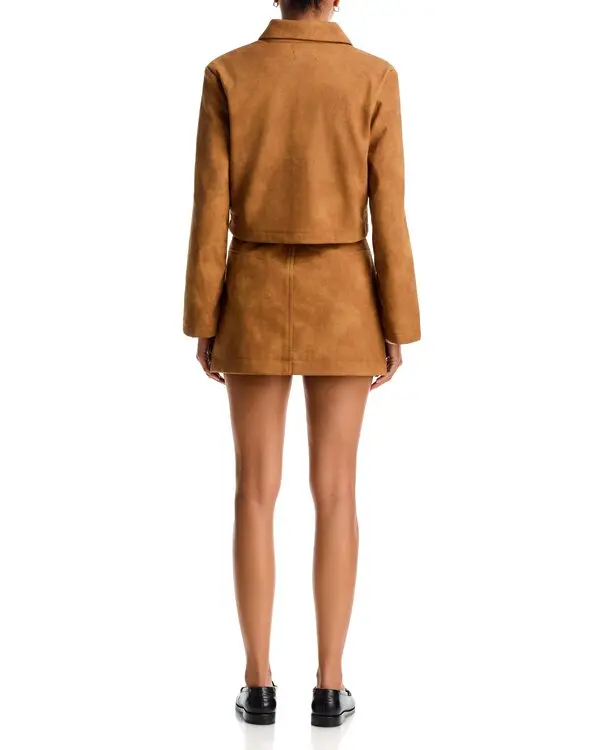 Bardot Lorenzo Croc Embossed Faux Suede Mini Skirt