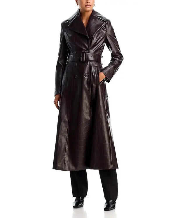 Bardot Faux Crocodile Leather Trench Coat