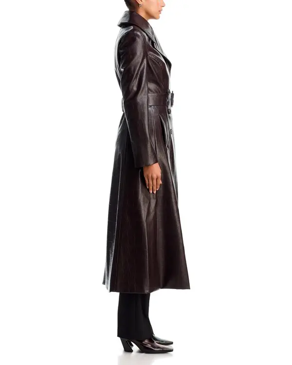 Bardot Faux Crocodile Leather Trench Coat