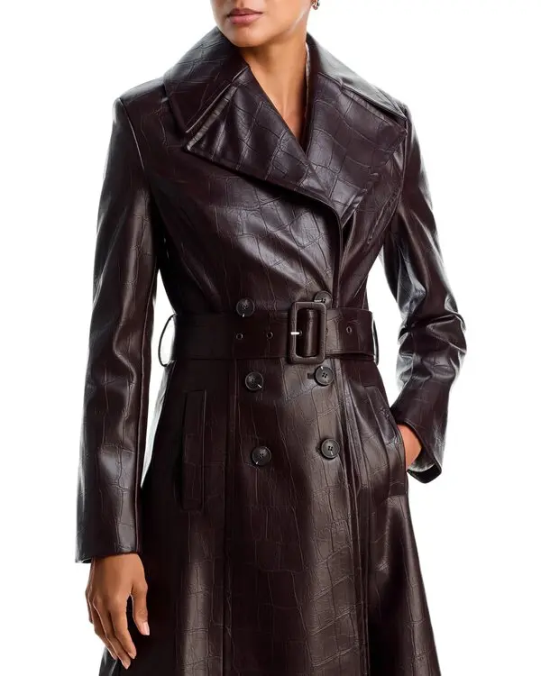 Bardot Faux Crocodile Leather Trench Coat