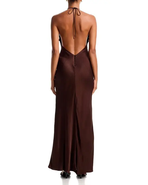 Bardot Yve Sequin Halter Dress - Chocolate
