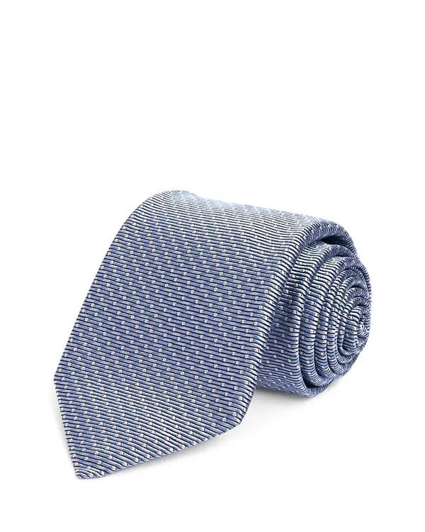 BOSS Silk Classic Dot Grid Tie - Blue