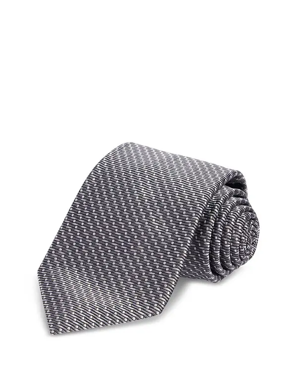 BOSS Silk Classic Dot Grid Neck Tie - Open Grey