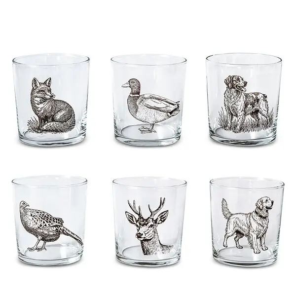 VIETRI Wildlife Glass Tumblers, Set Of 6 - Brown