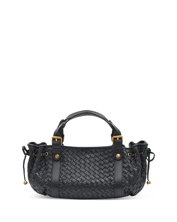 Gerard Darel 12h Small Woven Leather Handbag - Black