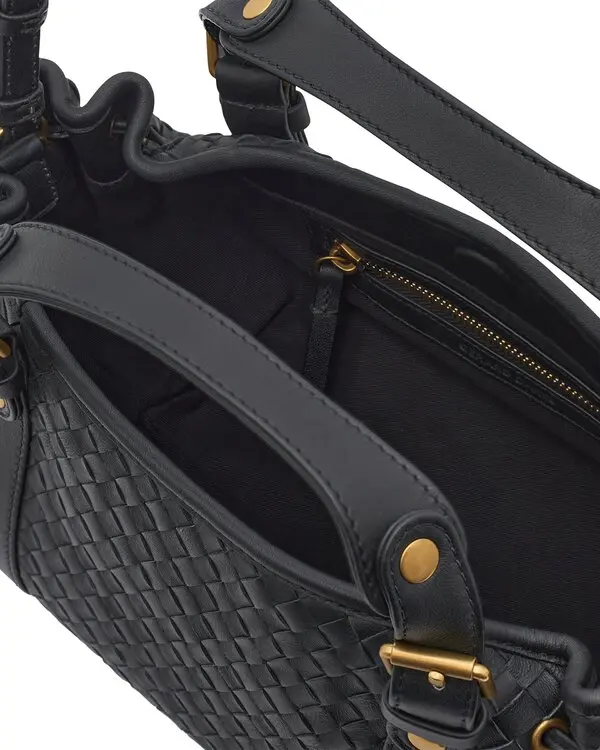 Gerard Darel 12h Small Woven Leather Handbag - Black