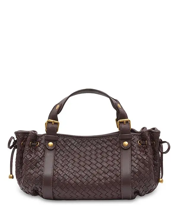 Gerard Darel Small Woven Leather Handbag - Redwine