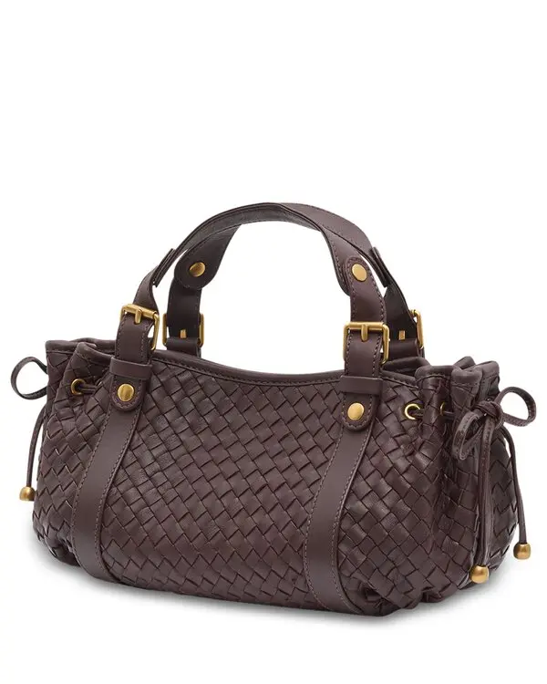 Gerard Darel Small Woven Leather Handbag - Redwine