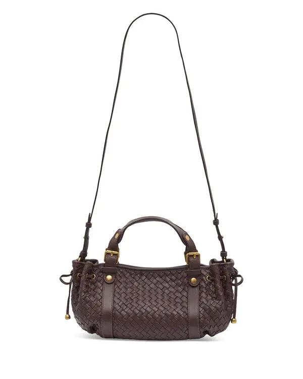 Gerard Darel Small Woven Leather Handbag - Redwine