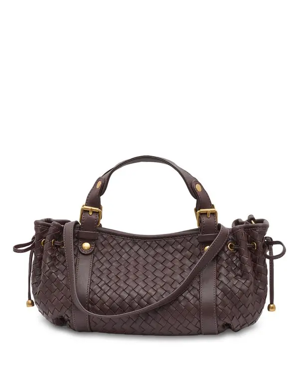 Gerard Darel Small Woven Leather Handbag - Redwine