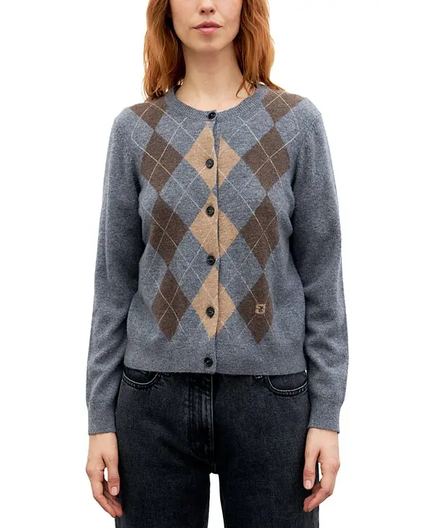 Gerard Darel Argyle Wool Cardigan