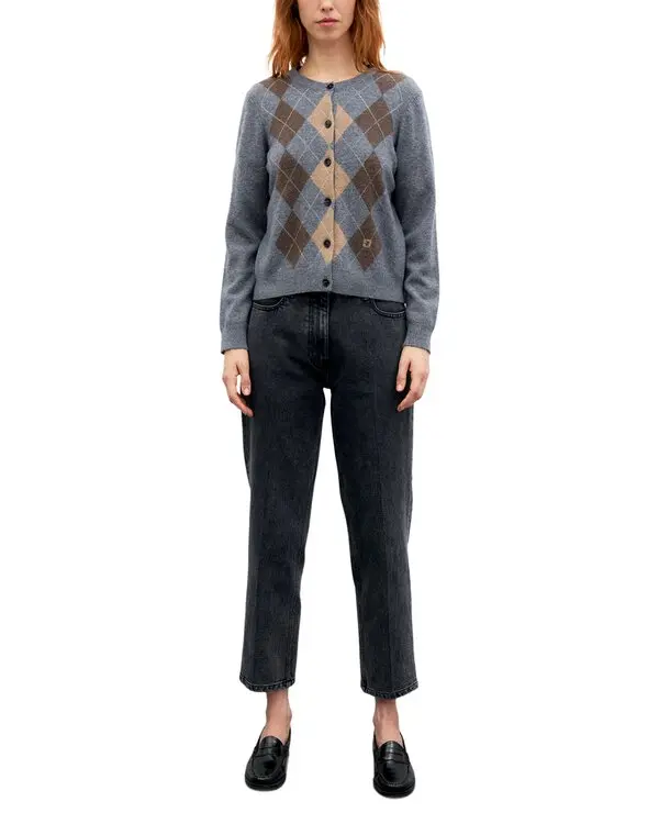 Gerard Darel Argyle Wool Cardigan