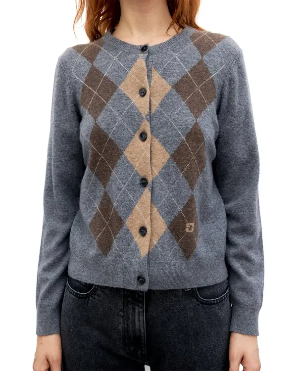 Gerard Darel Argyle Wool Cardigan