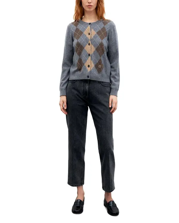 Gerard Darel Argyle Wool Cardigan